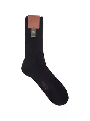 Loro Piana Ribbed Knit Crew Socks - Black