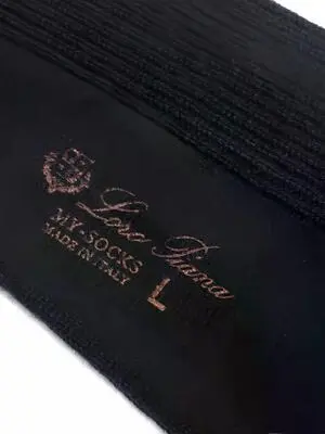Loro Piana Ribbed Knit Crew Socks