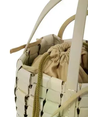 Dragon Diffusion Woven Leather Bucket Bag With Tassel Detail