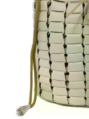 Dragon Diffusion Woven Leather Bucket Bag With Tassel Detail