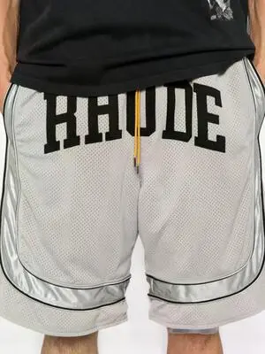 Rhude Logo Print Mesh Shorts - Grey