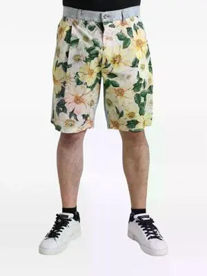 Dolce & Gabbana Floral Print Denim Shorts