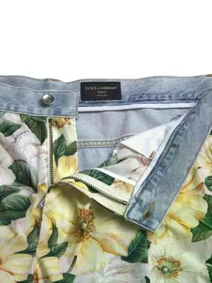 Dolce & Gabbana Floral Print Denim Shorts