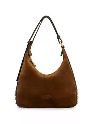 TOD'S Suede Mini Bag With Metal Dots - Brown