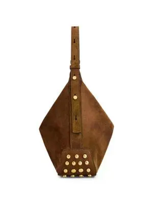 TOD'S Suede Mini Bag With Metal Dots - Brown