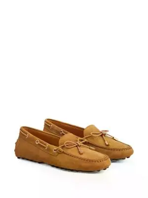 TOD'S Gommino Suede Loafers With Tie Detailing - Brown