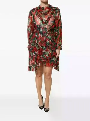Dolce & Gabbana Asymmetrical Floral Print Ruffled Dress