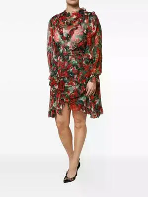 Dolce & Gabbana Asymmetrical Floral Print Ruffled Dress