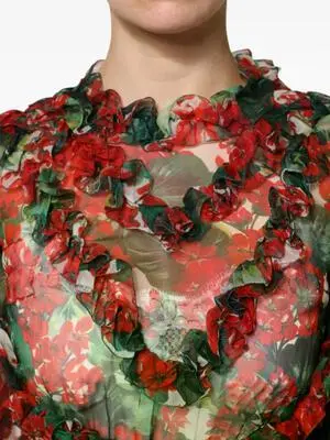 Dolce & Gabbana Asymmetrical Floral Print Ruffled Dress