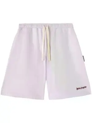Palm Angels Logo Print Cotton Shorts