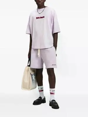 Palm Angels Logo Print Cotton Shorts