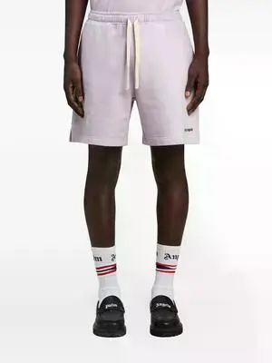 Palm Angels Logo Print Cotton Shorts