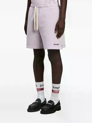 Palm Angels Logo Print Cotton Shorts