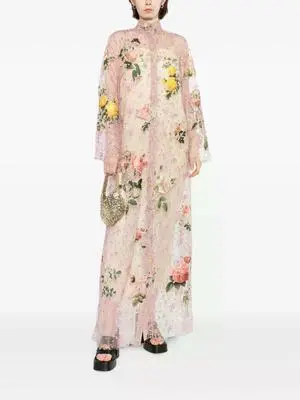 Biyan Floral Embroidered Sequin Embellished High Neck Maxi Dress