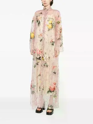 Biyan Floral Embroidered Sequin Embellished High Neck Maxi Dress