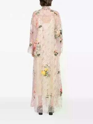 Biyan Floral Embroidered Sequin Embellished High Neck Maxi Dress