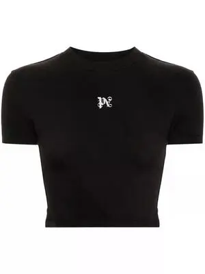 Palm Angels Logo Embroidered Cropped T-shirt