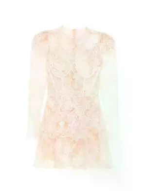 MONTSAND Beaded Lace Mini Dress - Pink