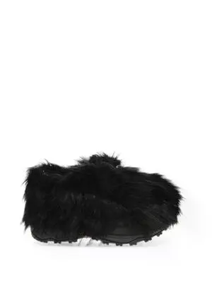 Sacai Faux-fur Lace-up Derby Shoes - Black