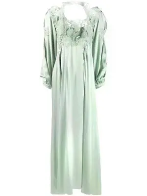 Alberta Ferretti Silk Gown With Floral Lace Detail