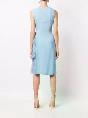 Alberta Ferretti Sleeveless Boat Neck Midi Dress With Ruffle Detail