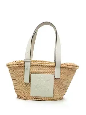 Loewe Raffia Anagram Basket Tote Bag - White