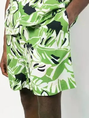 Palm Angels Floral Print Logo Waistband Shorts