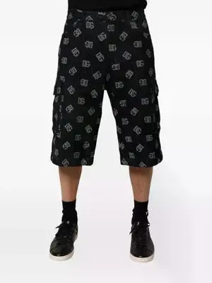 Dolce & Gabbana All-over Logo Print Cargo Denim Shorts