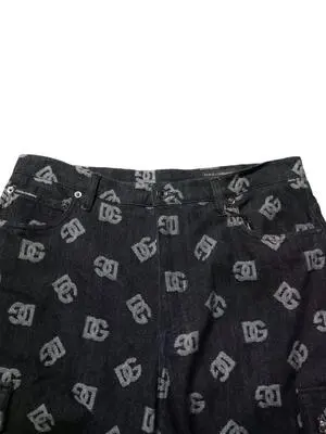 Dolce & Gabbana All-over Logo Print Cargo Denim Shorts