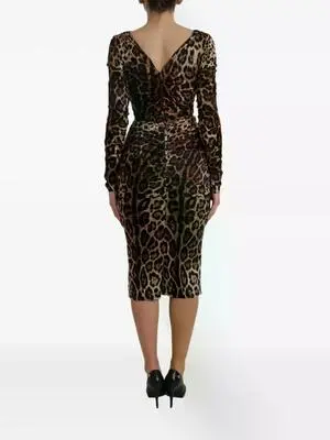 Dolce & Gabbana Leopard-print Charmeuse Midi Dress