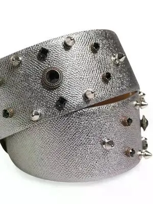 Dolce & Gabbana Embellished Studded Metallic Leather Belt