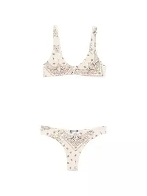 VENUJA Paisley Print Crystal Embellished Bikini - Neutrals