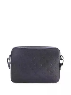 LOUIS VUITTON Trio Messenger Bag Monogram Shadow Leather Crossbody - Black