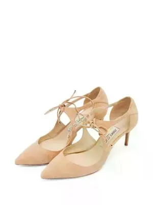 JIMMY CHOO Vanessa Suede Pointed Toe Ankle Tie Pumps