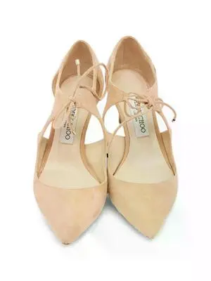 JIMMY CHOO Vanessa Suede Pointed Toe Ankle Tie Pumps