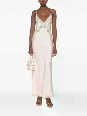 FORTE_FORTE Floral Lace Trim Slip Dress