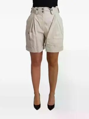 Dolce & Gabbana Beige Cotton Pleated High-waist Shorts