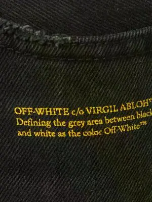 Off-White Slogan Print Straight Leg Jeans
