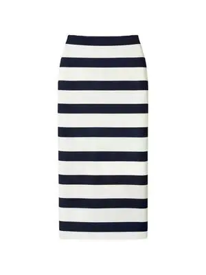 Max Mara Horizontal Stripe Straight Skirt With Rear Slit
