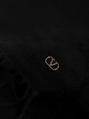 Valentino Garavani Vlogo Signature Fringed Scarf - Black