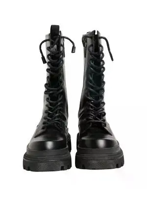Dolce & Gabbana Leather Combat Boots With Lace-up And Zip Fastening