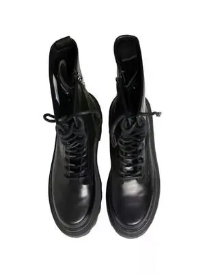 Dolce & Gabbana Leather Combat Boots With Lace-up And Zip Fastening