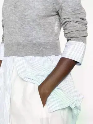 Alexander Wang Layered Logo Embroidered Crew Neck Sweater