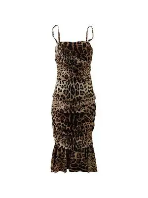 Dolce & Gabbana Leopard-print Ruched Dress