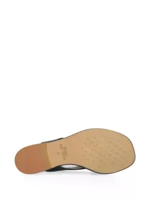 Patrizia Pepe Calf Leather Flip-flops With Logo Plaque - Black