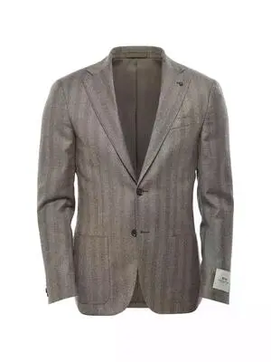 Corneliani Herringbone Single-breasted Blazer - Grey