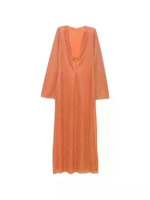 Oseree Lurex Detail Cut-out Maxi Dress - Orange