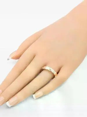 BVLGARI 18k Rose Gold Pavé Diamond Serpenti Viper Ring - Pink