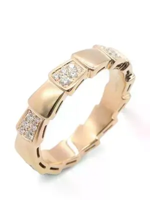 BVLGARI 18k Rose Gold Pavé Diamond Serpenti Viper Ring