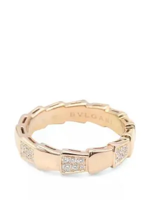 BVLGARI 18k Rose Gold Pavé Diamond Serpenti Viper Ring
